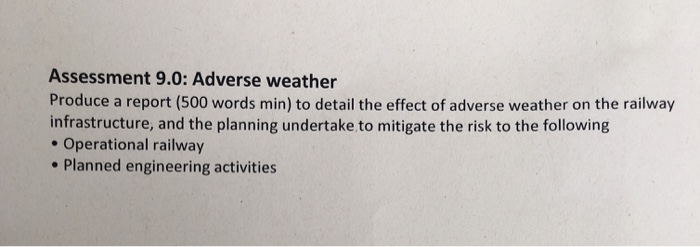 Solved Assessment 9.0: Adverse weather Produce a report (500 | Chegg.com