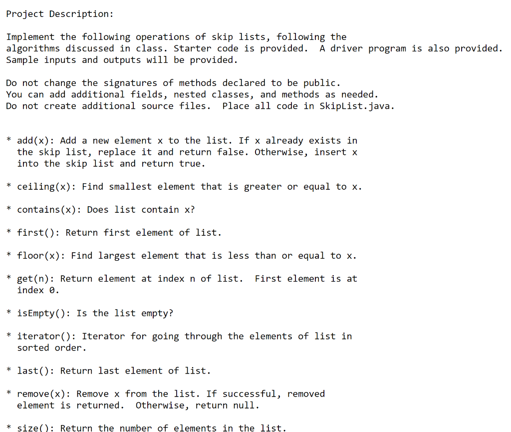 SkipList.java package dsa; import | Chegg.com