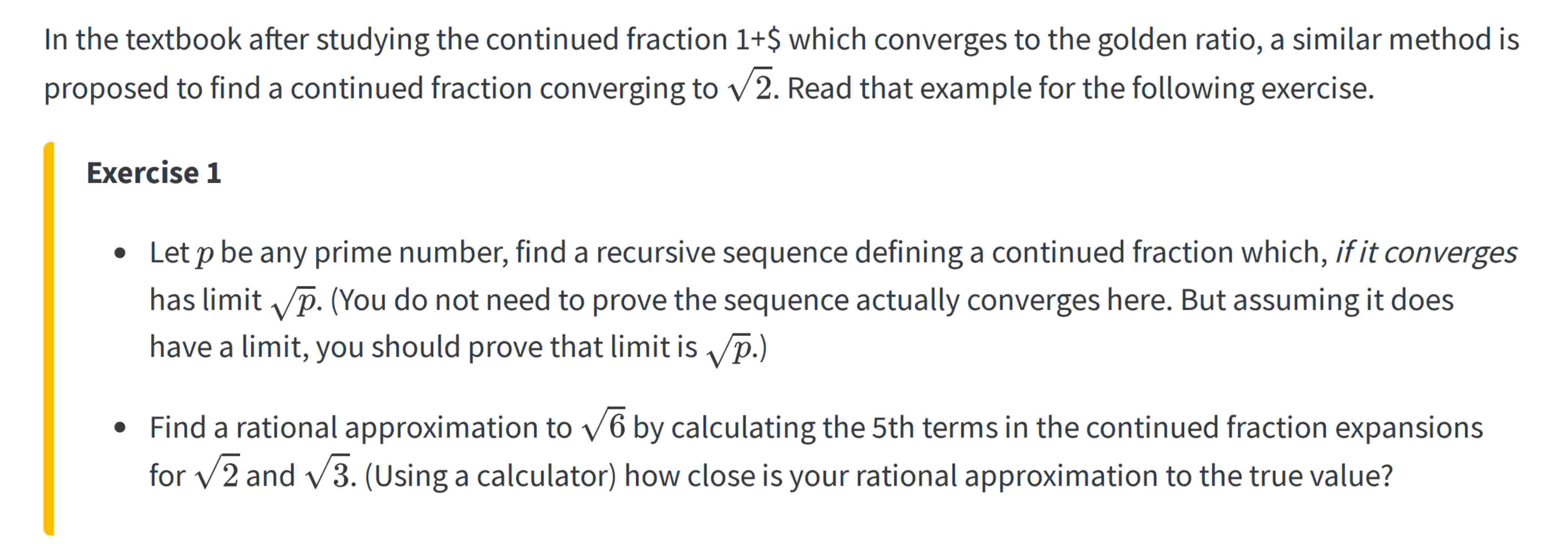 In the textbook after studying the continued fraction | Chegg.com