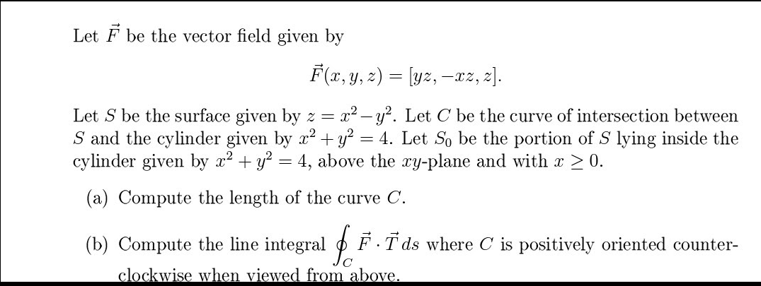 Solved Let F be the vector field given by F(x, y, z) = [yz, | Chegg.com