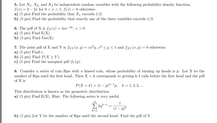 Solved 5. Let Xi, X2, and X be independent random variables | Chegg.com
