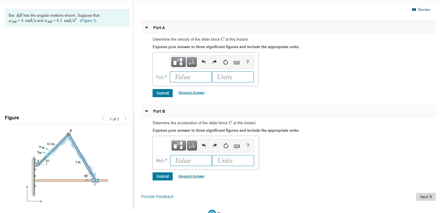 Solved Review Bar AB has the angular motions shown. Suppose | Chegg.com