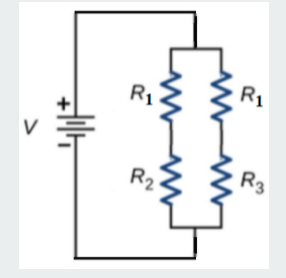 Solved Consider the circuit of four resistors and a battery | Chegg.com