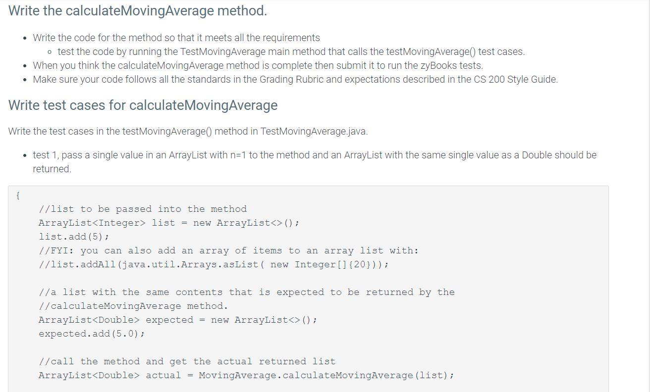 Solved 10.11∗∗zyLab: Moving Average Eventually, you won't | Chegg.com