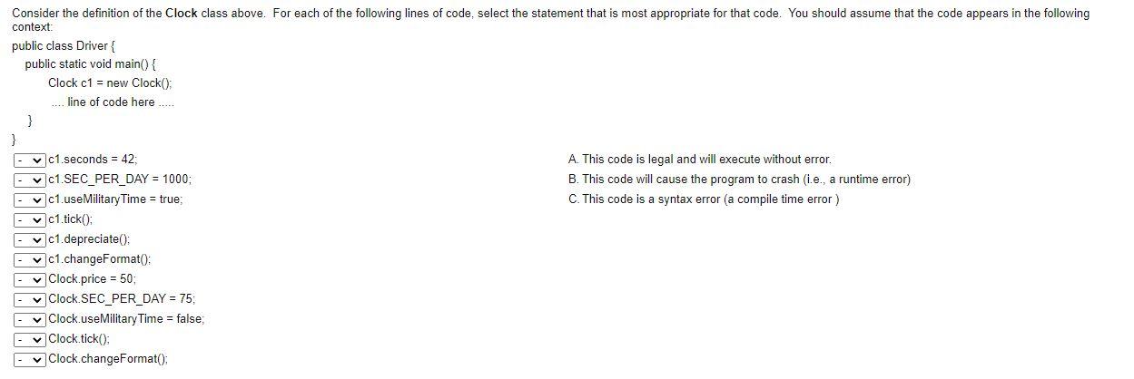 Solved public class Clock { public static boolean | Chegg.com