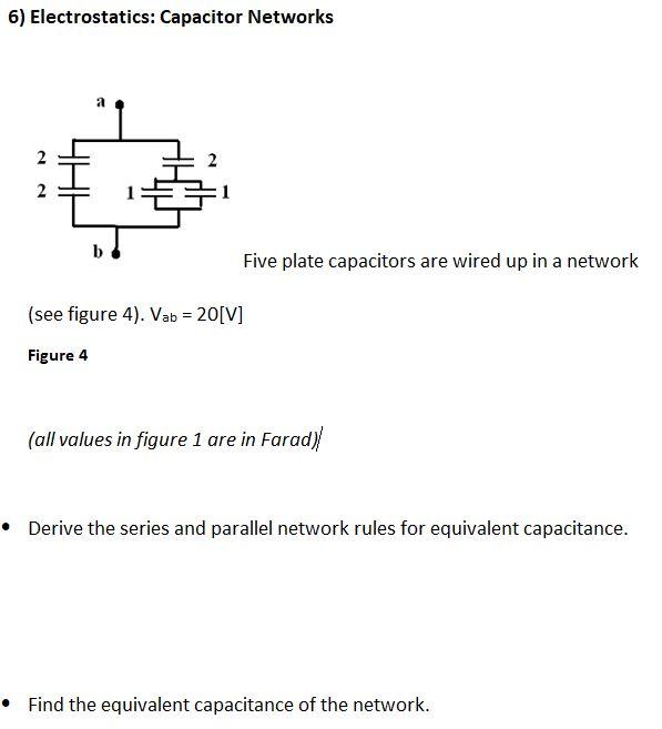 Solved 6) Electrostatics: Capacitor Networks ive plate | Chegg.com