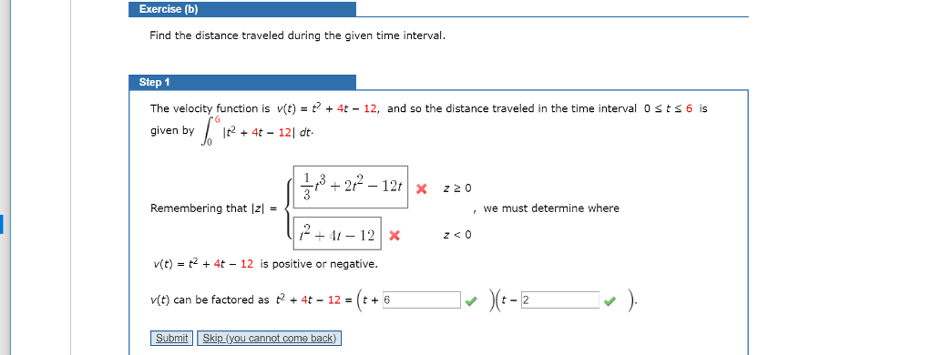 Solved Exercise (b) Find the distance traveled during the | Chegg.com