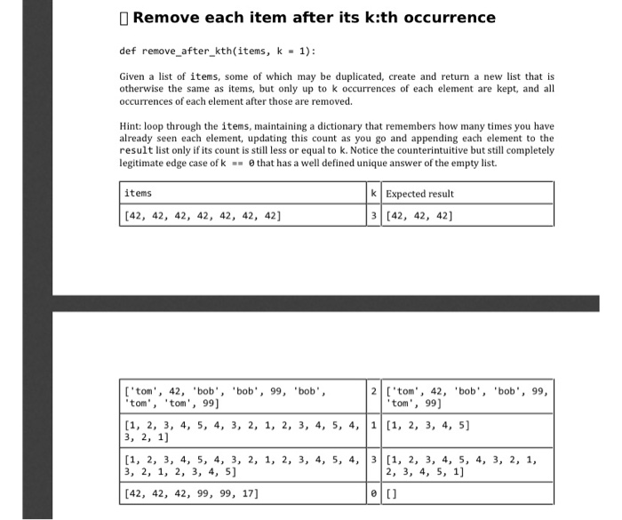 Solved IRemove each item after its k:th occurrence def | Chegg.com