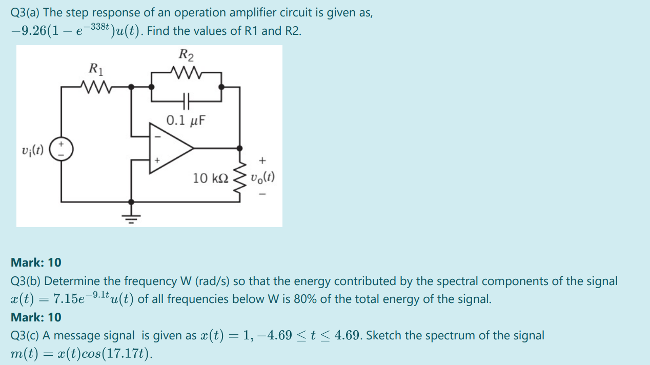 Solved Q3(a) The step response of an operation amplifier | Chegg.com