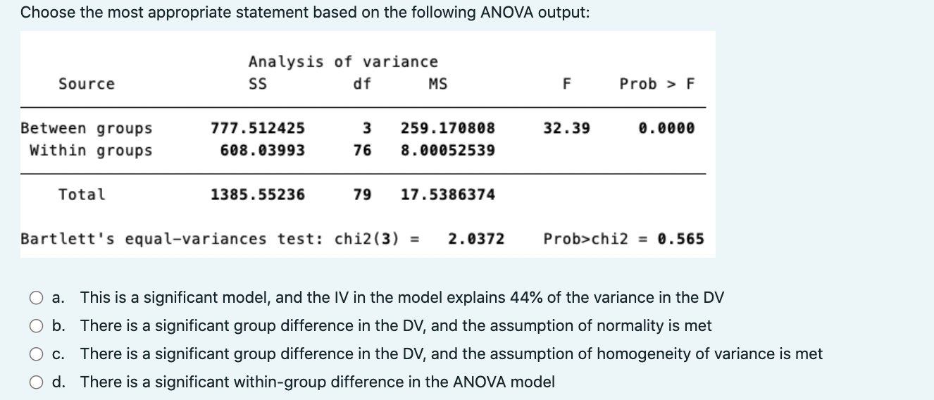 Solved Choose the most appropriate statement based on the | Chegg.com