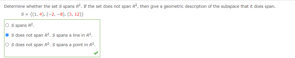 Solved Determine whether the set s spans R2. If the set does | Chegg.com