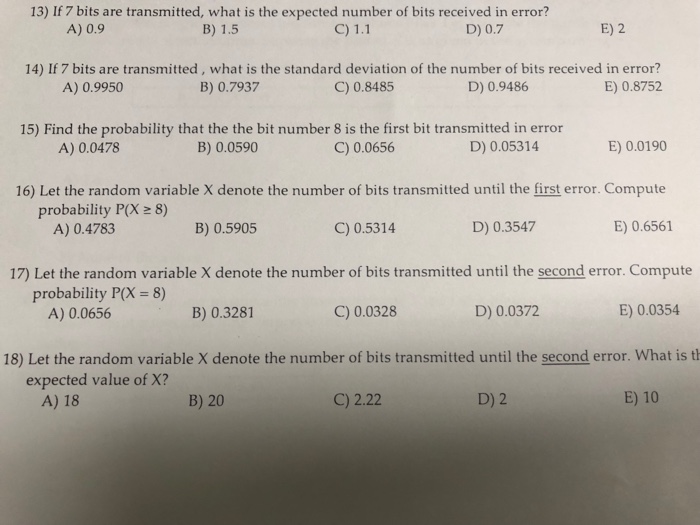 Solved The probability that a bit transmitted through a | Chegg.com