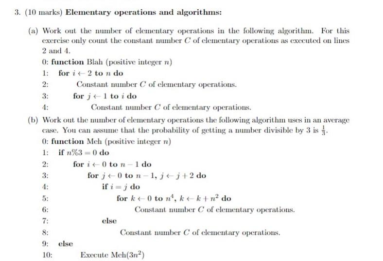 Solved (10 marks) Elementary operations and algorithms: (a) | Chegg.com