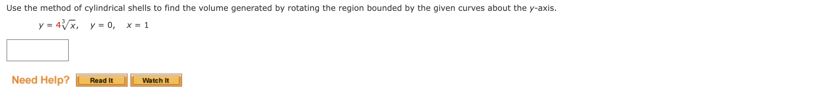 Solved y=43x,y=0,x=1 | Chegg.com