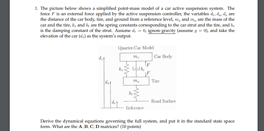 Solved 1. The picture below shows a simplified point-mass | Chegg.com