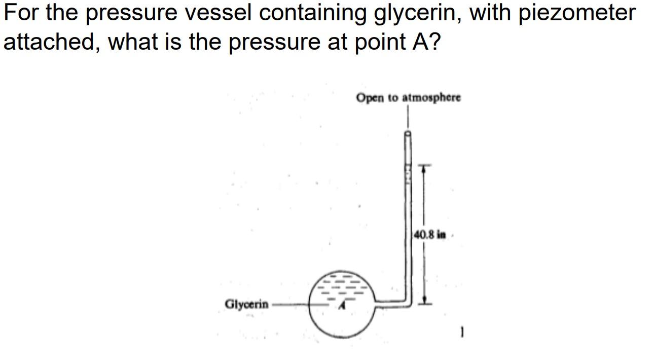 Solved For the pressure vessel containing glycerin, with | Chegg.com