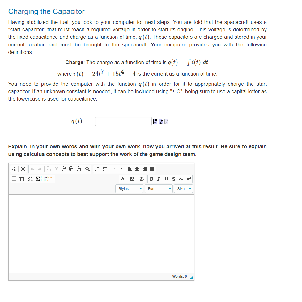 Solved Charging the Capacitor Having stabilized the fuel, | Chegg.com