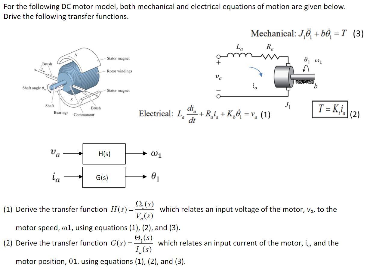 Solved For the following DC motor model, both mechanical and | Chegg.com