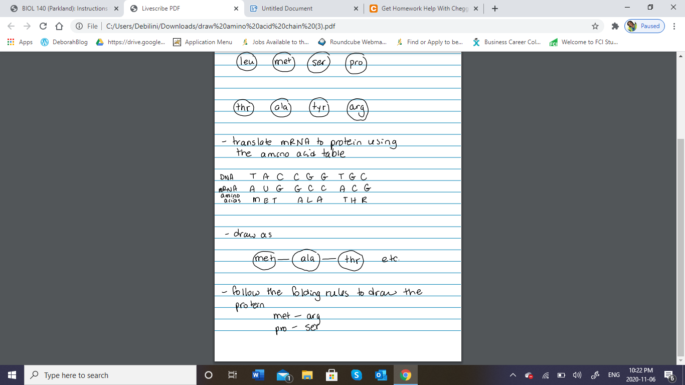 BIOL 140 (Parkland): Instructions X Livescribe PDF х | Chegg.com