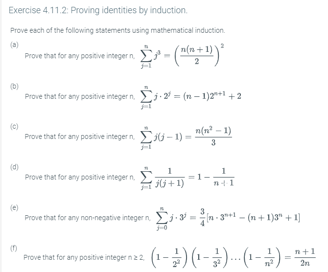 Solved Exercise 4.11.2: Proving identities by induction. | Chegg.com