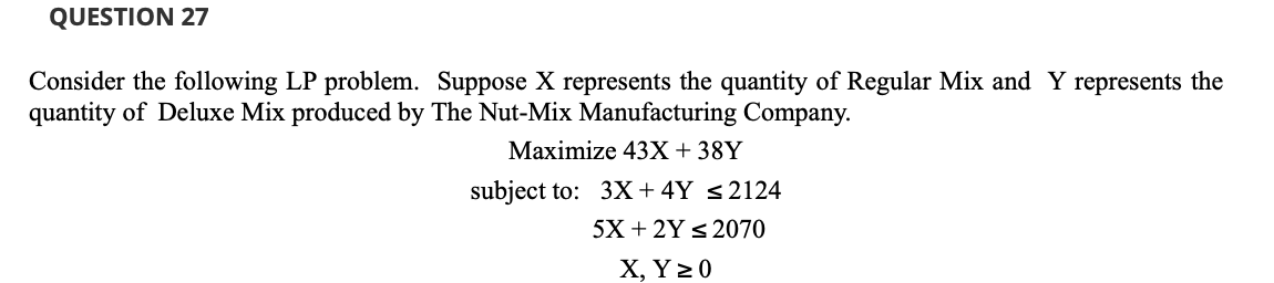 Solved QUESTION 27 Consider the following LP problem. | Chegg.com