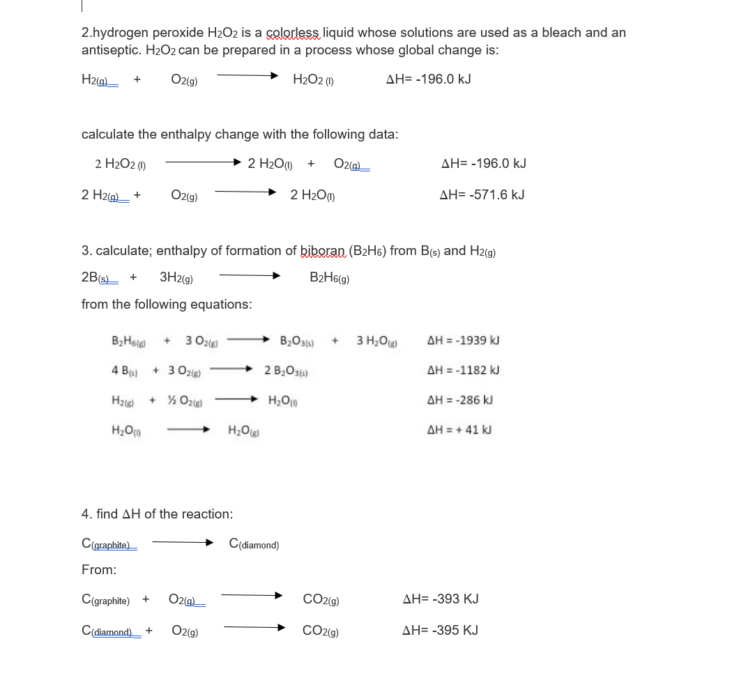 Solved 2.hydrogen peroxide H2O2 is a coledless liquid whose | Chegg.com