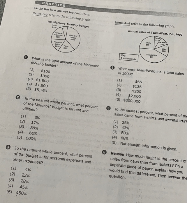 Solved PRACTICE Circle the best answer for each it Items 1-3 | Chegg.com