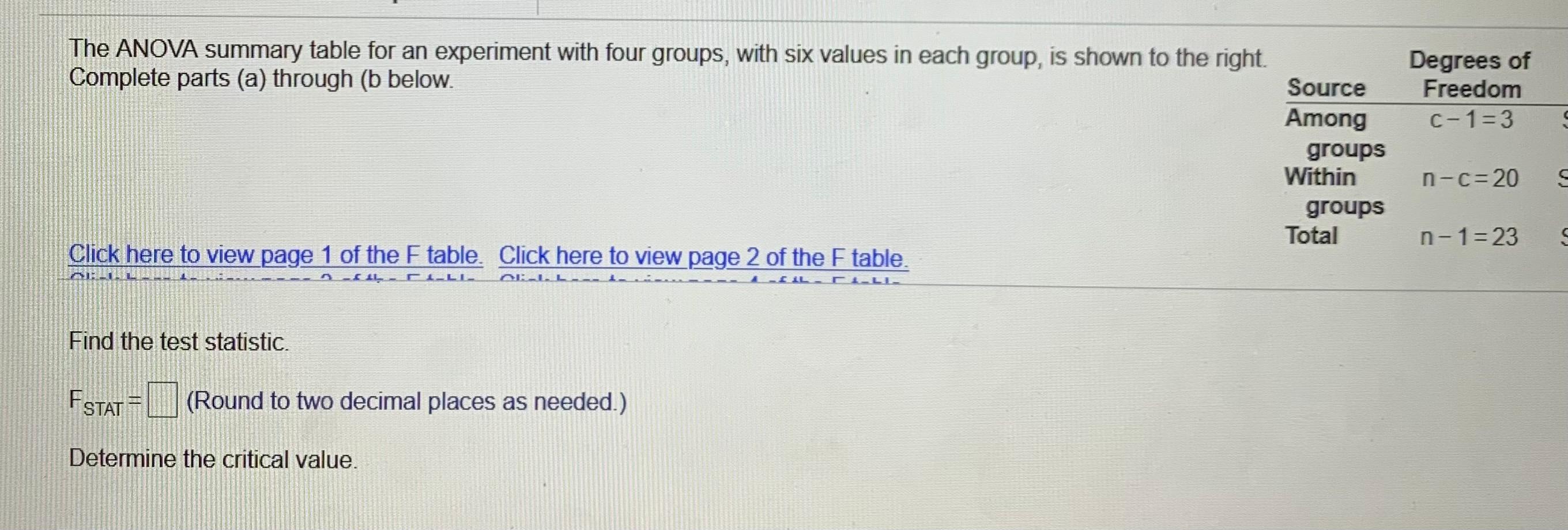 Solved Sum of Squares SSA= 120 Mean Square (Variance) MSA=40 | Chegg.com