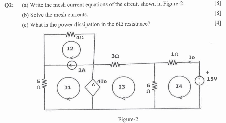 Solved Show me the steps to solve Q2: (a) ﻿Write the mesh | Chegg.com