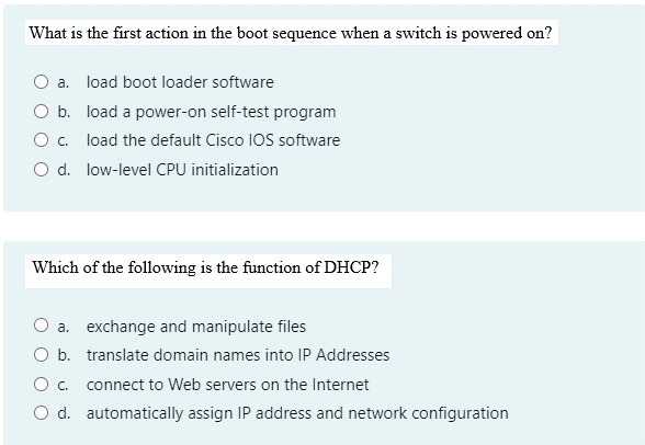 Solved What is the first action in the boot sequence when a | Chegg.com