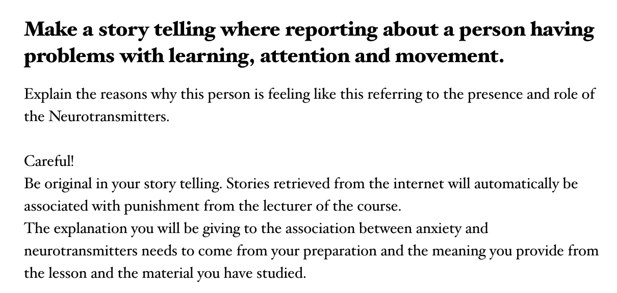 Solved Make a story telling where reporting about a person | Chegg.com