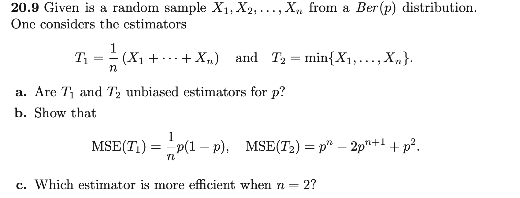 Solved 20.9 Given is a random sample X1,X2,…,Xn from a | Chegg.com