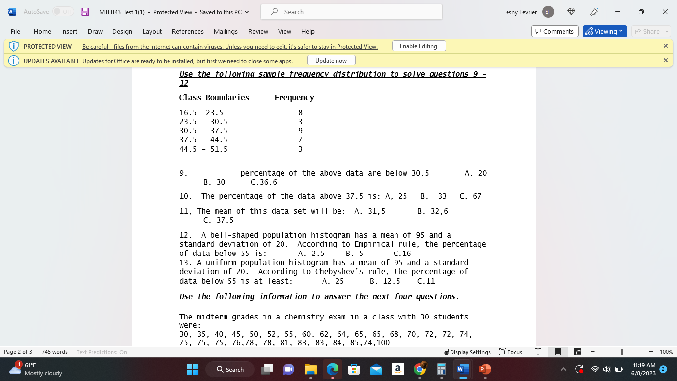 Solved Use the following sample frequency distribution to | Chegg.com