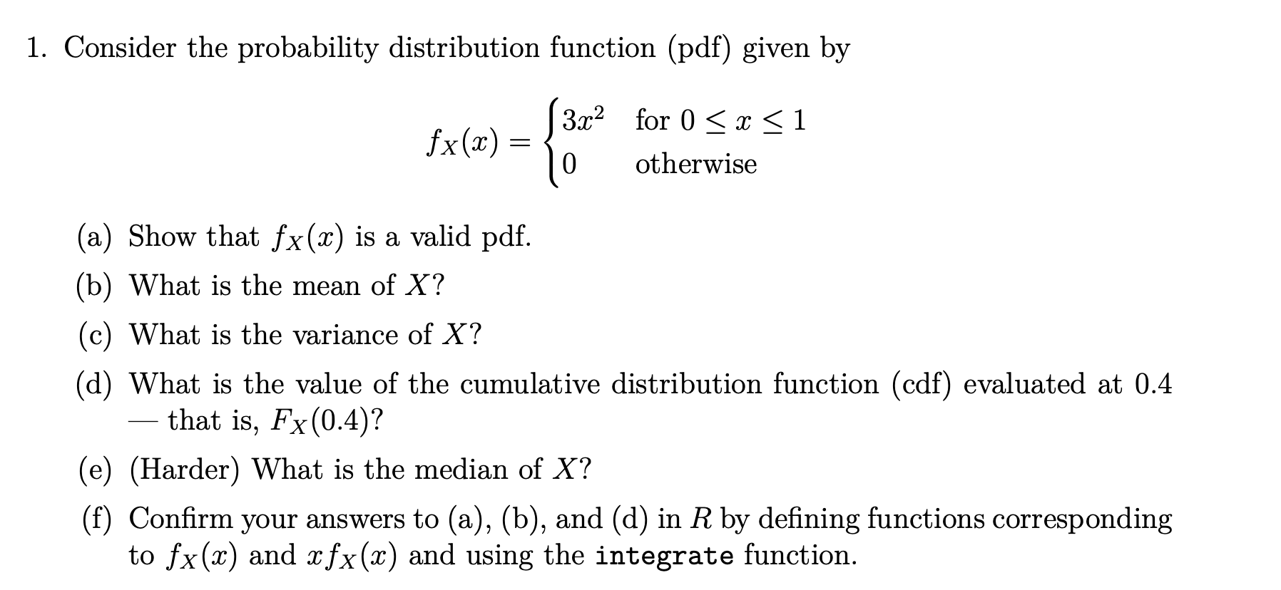 Solved 1. Consider the probability distribution function ( | Chegg.com