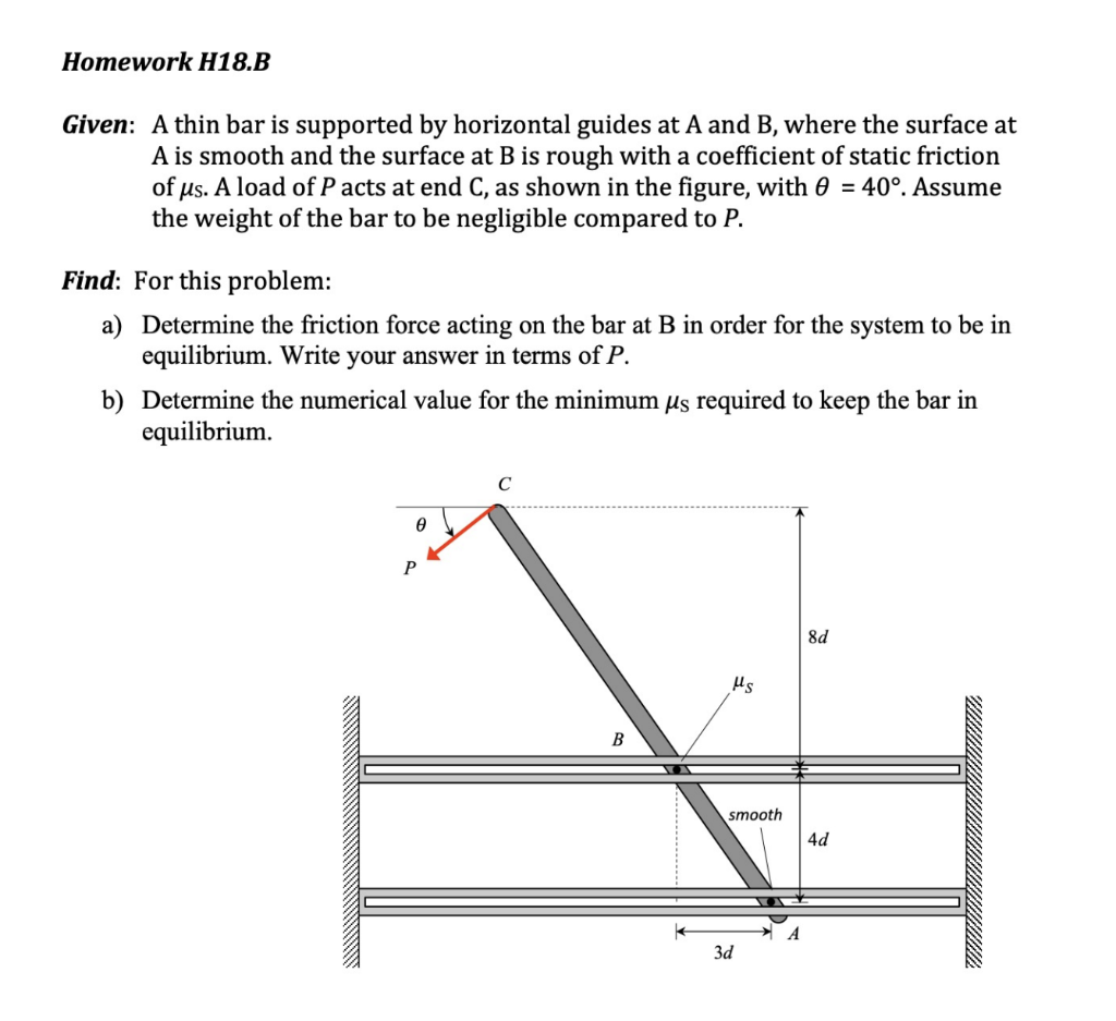 Solved Homework H18.B Given: A thin bar is supported by | Chegg.com
