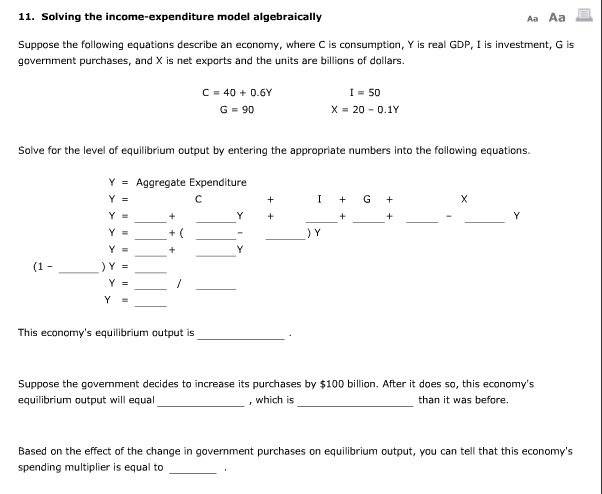 Solved 11. Solving the income-expenditure model | Chegg.com