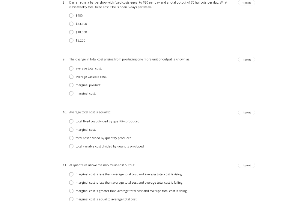 Solved 1 An input whose quantity is fixed for a period of | Chegg.com
