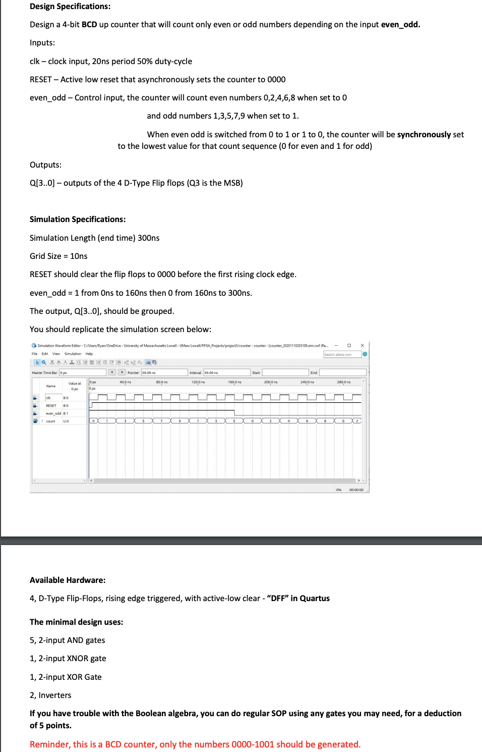 Solved Design Specifications: Design a 4-bit BCD up counter | Chegg.com