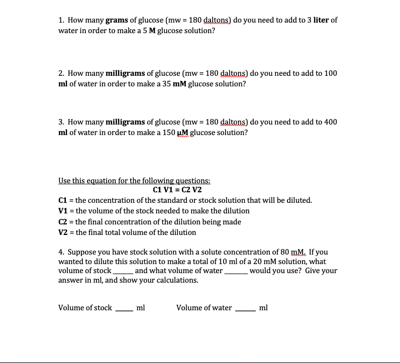 Solved 1. The stock concentration (C1) of your dye is 150 | Chegg.com