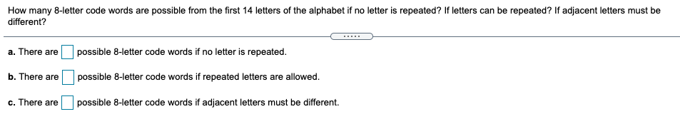 Solved How Many 8 Letter Code Words Are Possible From The