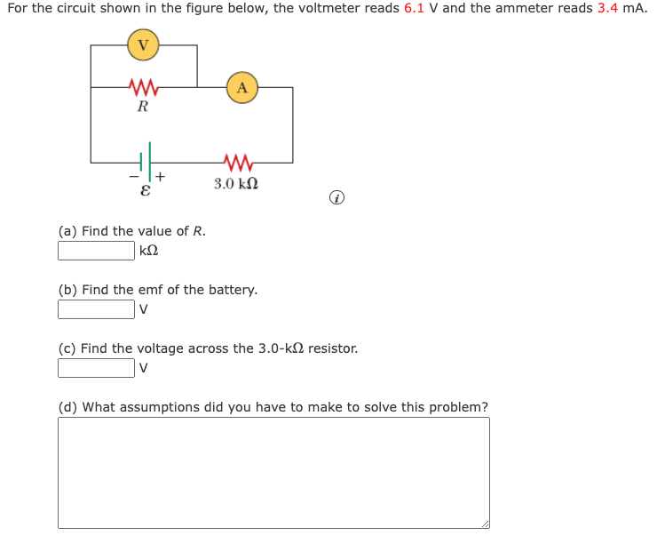 Solved the circuit shown in the figure below, the voltmeter | Chegg.com