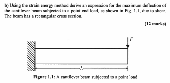 Solved b) Using the strain energy method derive an | Chegg.com