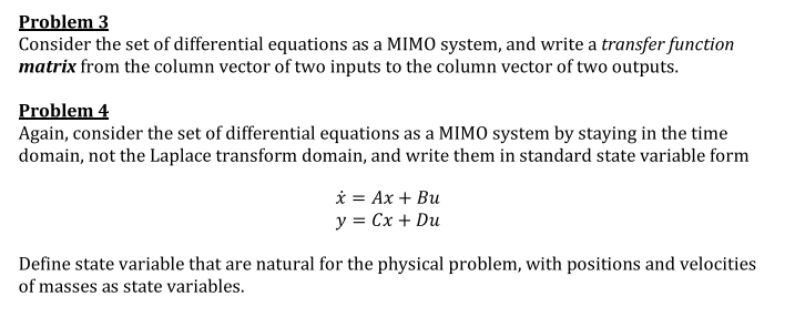 Problems ui ki kz ima mi ma Y, Yz (Multi-Input, | Chegg.com