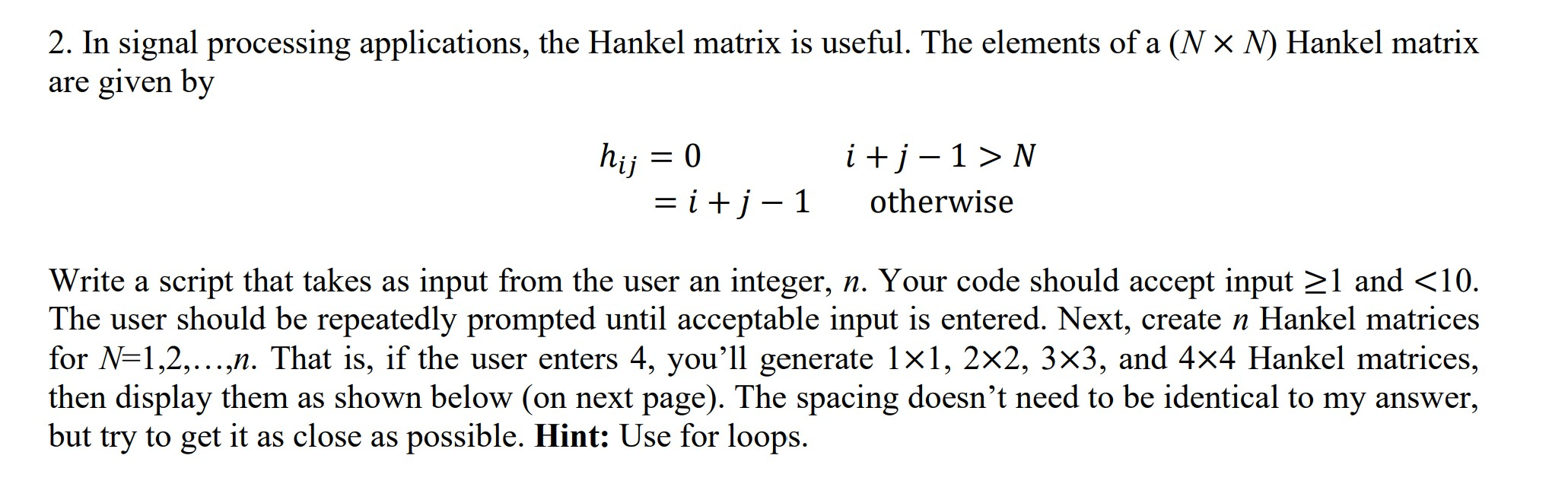2. In signal processing applications, the Hankel | Chegg.com