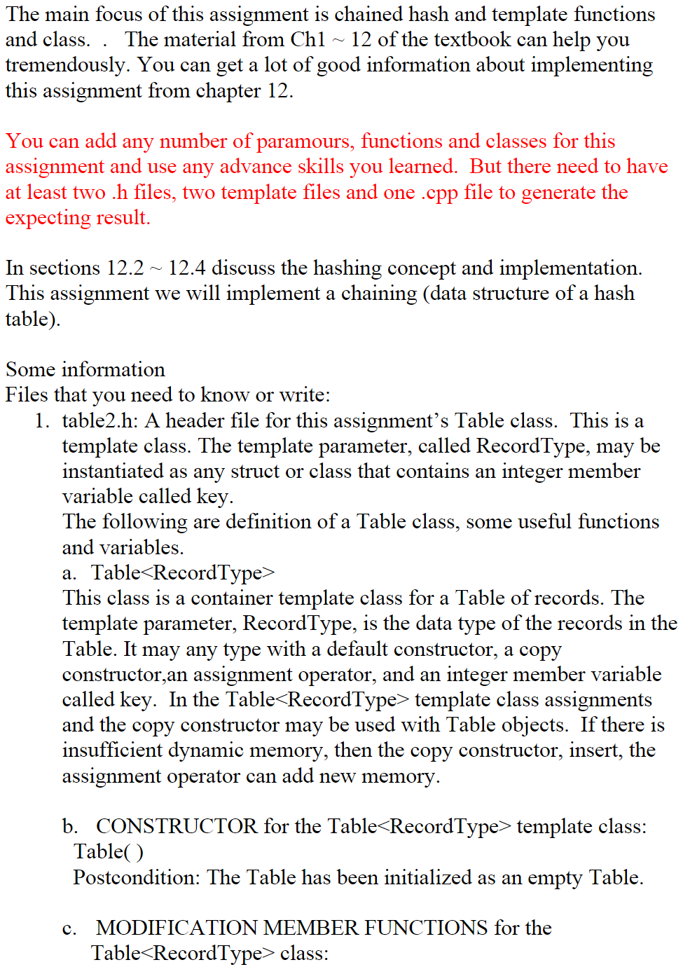 Solved The main focus of this assignment is chained hash and | Chegg.com