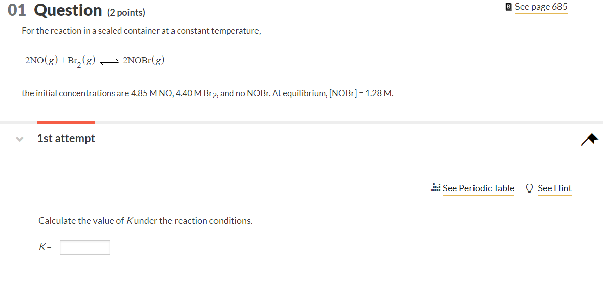 Solved 01 Question (2 points) For the reaction in a sealed | Chegg.com