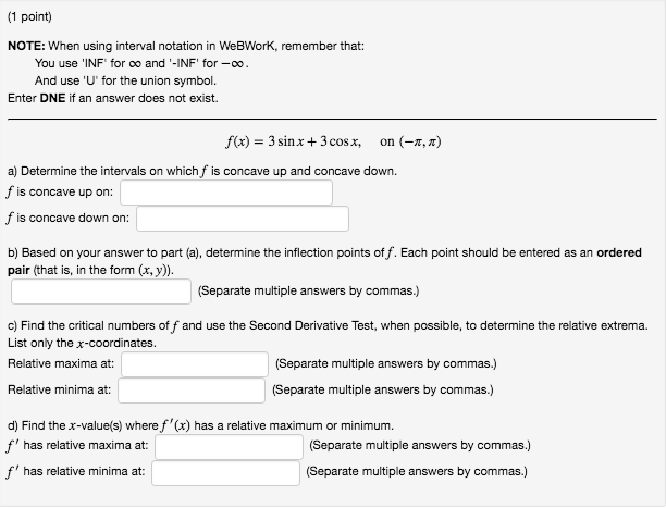 Solved 1 Point Note When Using Interval Notation In