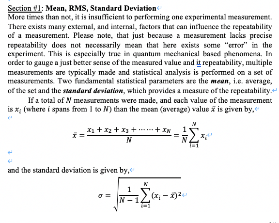 Section #1: Mean, RMS, Standard Deviation More times | Chegg.com