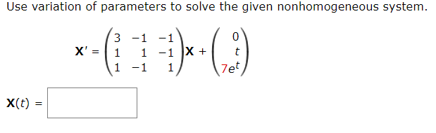Solved Use variation of parameters to solve the given | Chegg.com