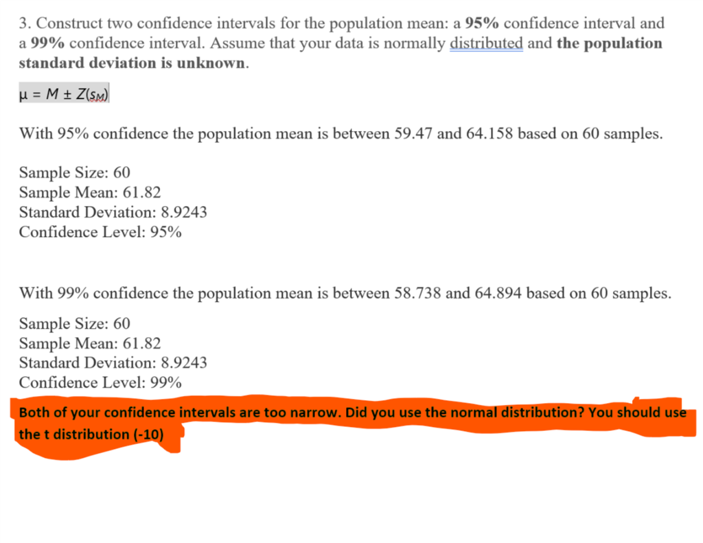 Solved 3. Construct two confidence intervals for the | Chegg.com